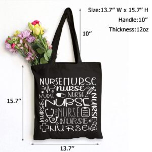 SAUIVD Nurse Canvas Tote Bag Nursing Student RN Registered Gifts Shoulder Shopping Reusable Cotton Canvas Tote Bag