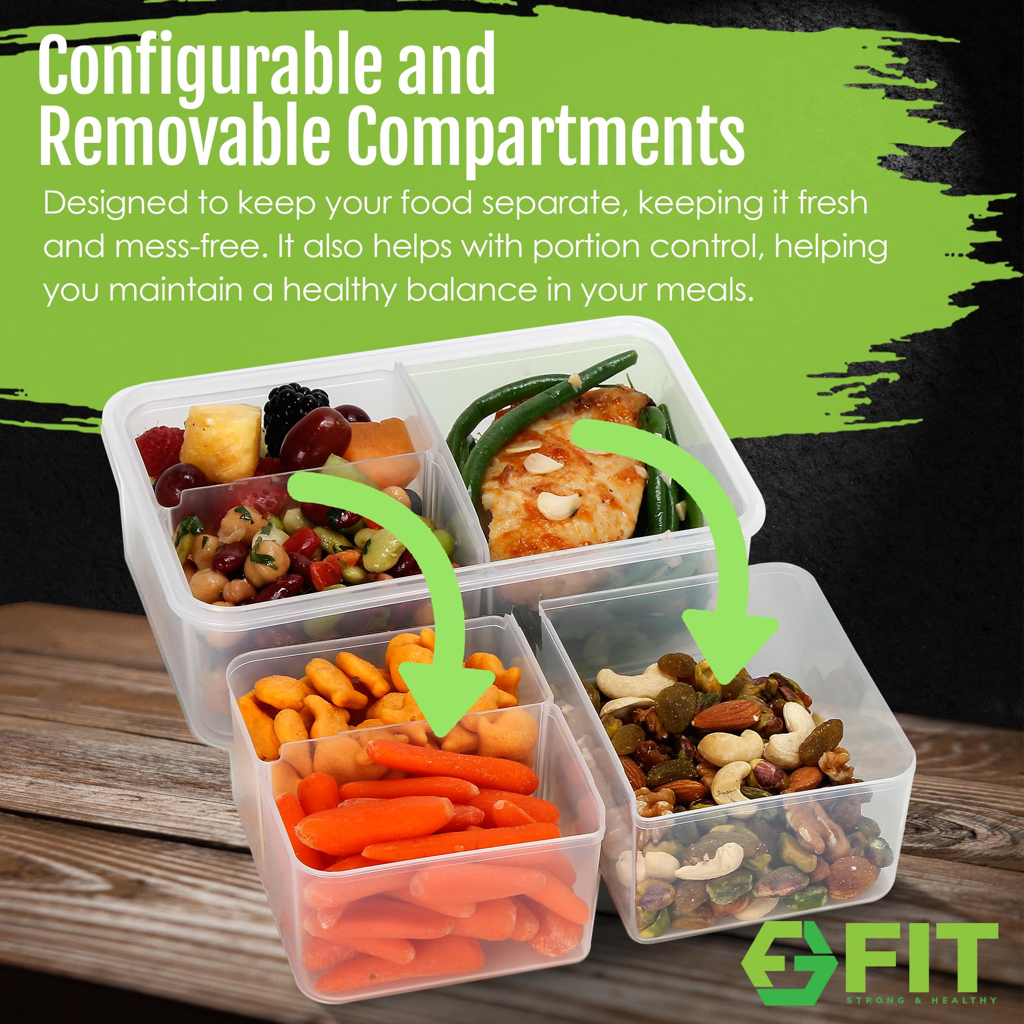 Bento Box Lunch Containers for Adults & Kids (4 Pack, 39 oz) - Lunch Box Meal Prep Containers with Lids - Microwave, Freezer, & Dishwasher Safe, Leakproof Reusable Food Prep Containers, 3 Compartments