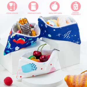 12 Pcs Reusable Snack Bags for Kids Food Safety Snack Bags with Zipper Dual Layer Reusable Snack Pouch Washable Sandwich for Storage School Lunch