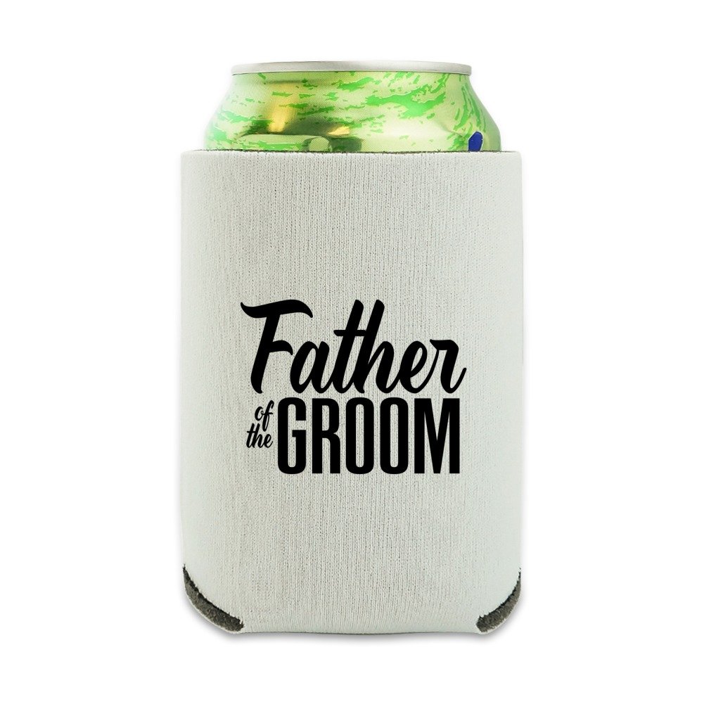 Father of the Groom Wedding Can Cooler - Drink Sleeve Hugger Collapsible Insulator - Beverage Insulated Holder