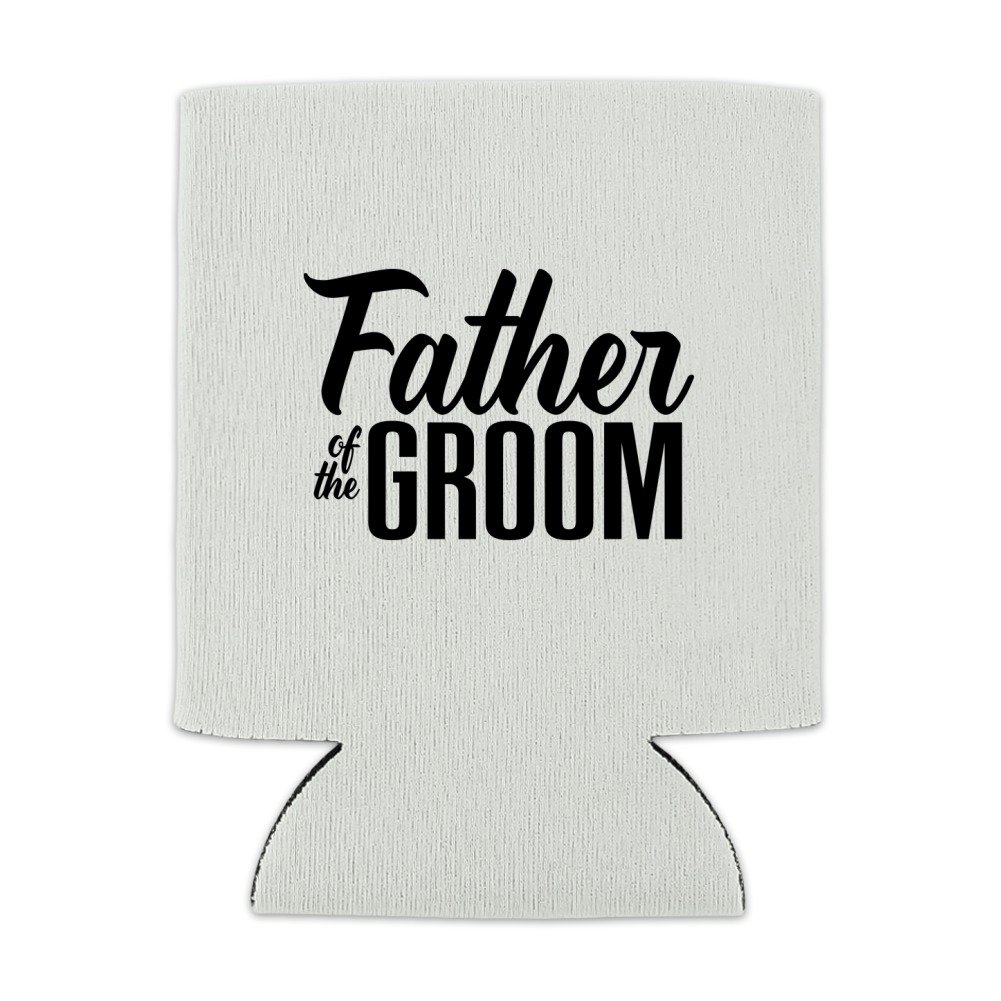 Father of the Groom Wedding Can Cooler - Drink Sleeve Hugger Collapsible Insulator - Beverage Insulated Holder