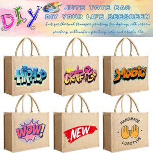 Reginary 24 Pack Burlap Jute Tote Bags Bulk Large Jute Tote Bags with Handles