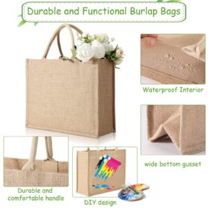 Reginary 24 Pack Burlap Jute Tote Bags Bulk Large Jute Tote Bags with Handles