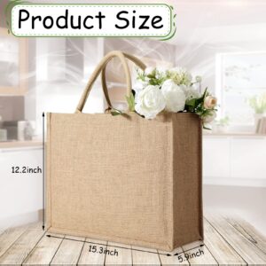 Reginary 24 Pack Burlap Jute Tote Bags Bulk Large Jute Tote Bags with Handles