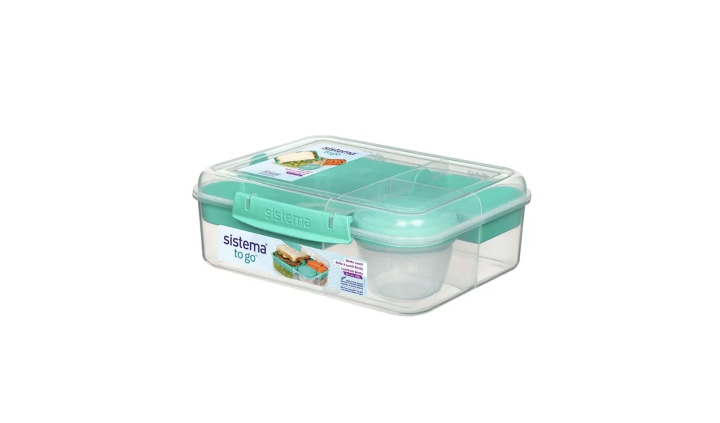 Sistema Bento Box TO GO | Lunch Box with Yoghurt/Fruit Pot | 1.65 L | BPA-Free | Minty Teal | 1 count