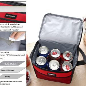 YUMINGUHC 6 Cans Lunch Bag for Women Men Insulated Lunch Box Adult Small Cooler Bag 5L Dual Compartment Reusable Thermal Tote Lunchpack for Office Work Day Trip (Grey)