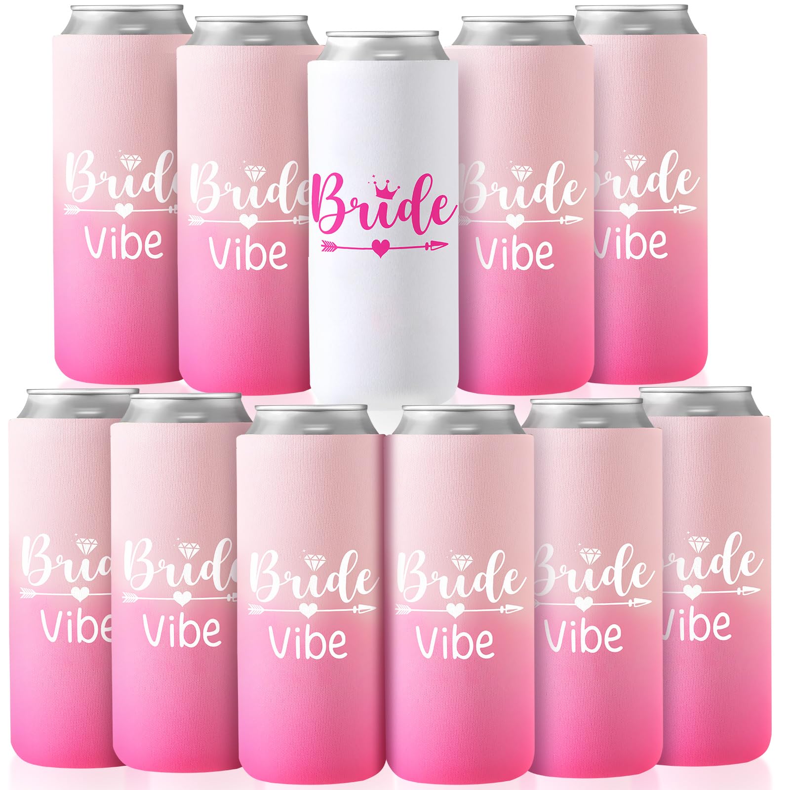 Roowest 12 Pcs Bachelorette Party Can Sleeves Brides Babes Can Cooler Wedding Party Favor for Bridesmaids Bachelorette Party Supplies for Wedding Bridal Shower Party Bridesmaid Gifts(3.5 x 5.9'')