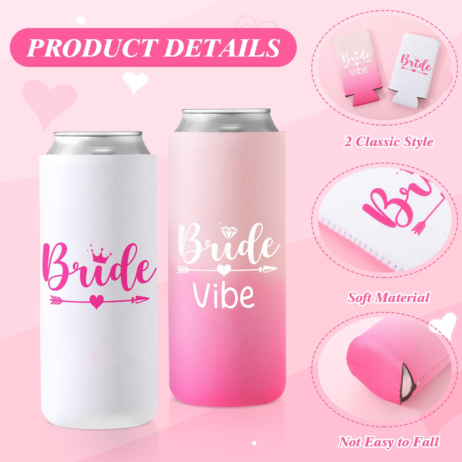 Roowest 12 Pcs Bachelorette Party Can Sleeves Brides Babes Can Cooler Wedding Party Favor for Bridesmaids Bachelorette Party Supplies for Wedding Bridal Shower Party Bridesmaid Gifts(3.5 x 5.9'')