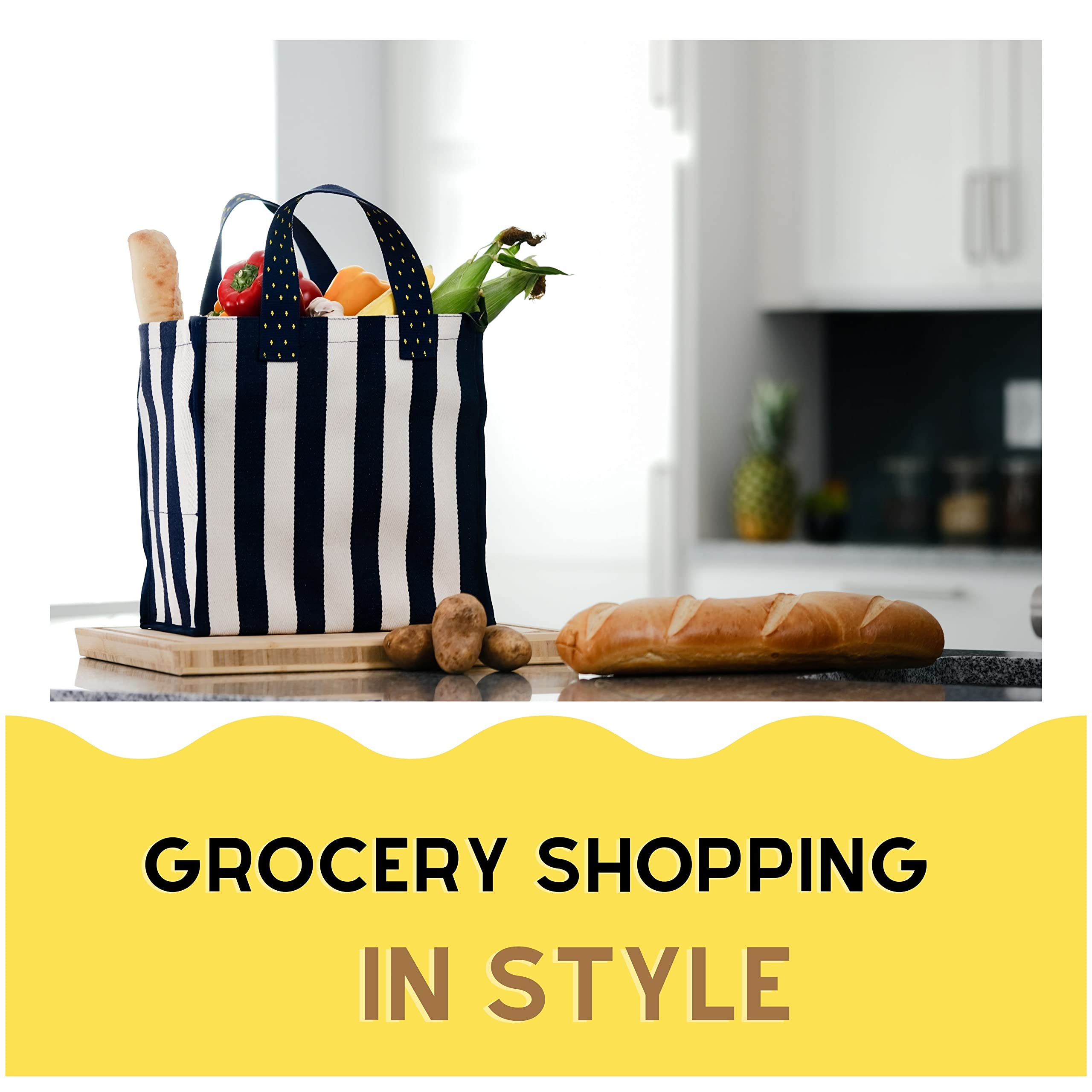 Aspenhagen Designs Heavy Duty Canvas Tote Bag w/Interior Coating for Easy Cleaning-Great Reusable Grocery Bag or Gift Bag