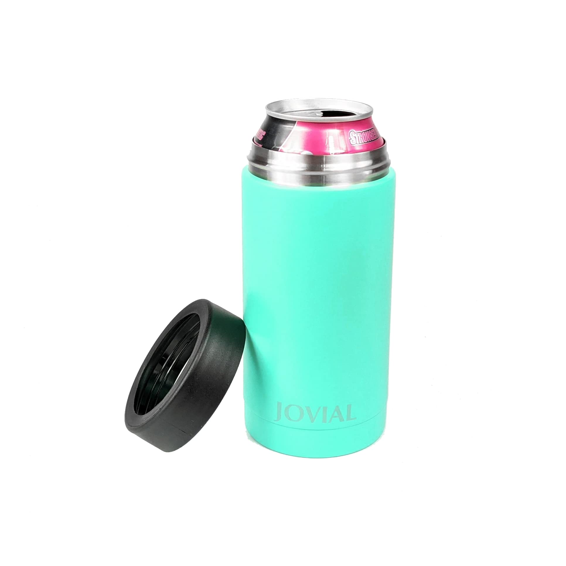 JOVIAL 16 Oz Insulated Stainless Steel Can Cooler,double wall insulated Can holder/insulator/Coozie,Tall Boy Sleeve for all 16 Oz beer/soda/pop/coke Cans. (16 Oz, Black+Seafoam, 2)