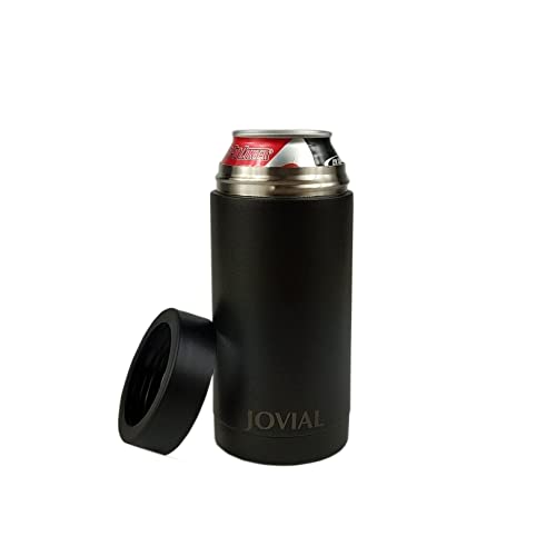 JOVIAL 16 Oz Insulated Stainless Steel Can Cooler,double wall insulated Can holder/insulator/Coozie,Tall Boy Sleeve for all 16 Oz beer/soda/pop/coke Cans. (16 Oz, Black+Seafoam, 2)