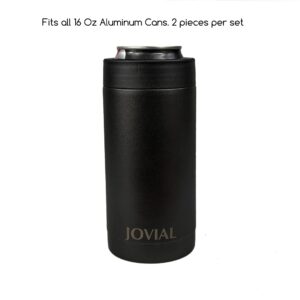 JOVIAL 16 Oz Insulated Stainless Steel Can Cooler,double wall insulated Can holder/insulator/Coozie,Tall Boy Sleeve for all 16 Oz beer/soda/pop/coke Cans. (16 Oz, Black+Seafoam, 2)