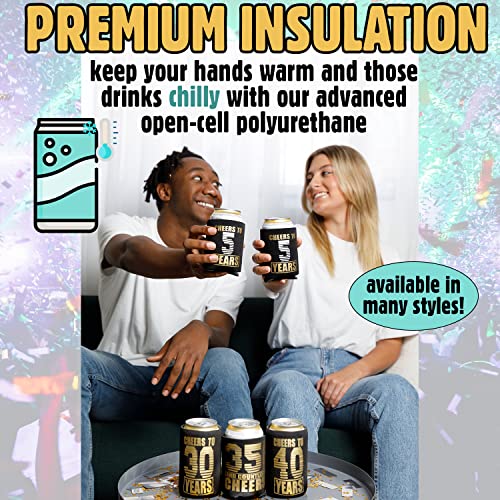 Thin Seltzer Can Cooler 12 Pack, Happy 50th Birthday Party Decorations for Men, Insulated Sleeves Dad's Birthday Decorations & Party Favors, 50th Birthday Gifts for Men, Black & Gold