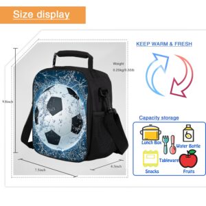 GOXUNYUAN Lunch Tote, 2019 Upgrade Insulated Football Lunch Bag- Waterproof Reusable Lunch Box Portable Meal Bag Ice Pack for Kids Boys Girls -Blue