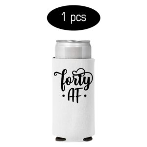 Veracco Fourty AF Fouty Squad 40 Years Slim Can Coolie Holder 40th Birthday Gift Forty Squad and Fabulous Party Favors Decorations (Black/White, 12)