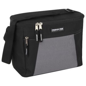 fridge pak insulated adult lunch box & 12 can large capacity can cooler bag (black/grey)