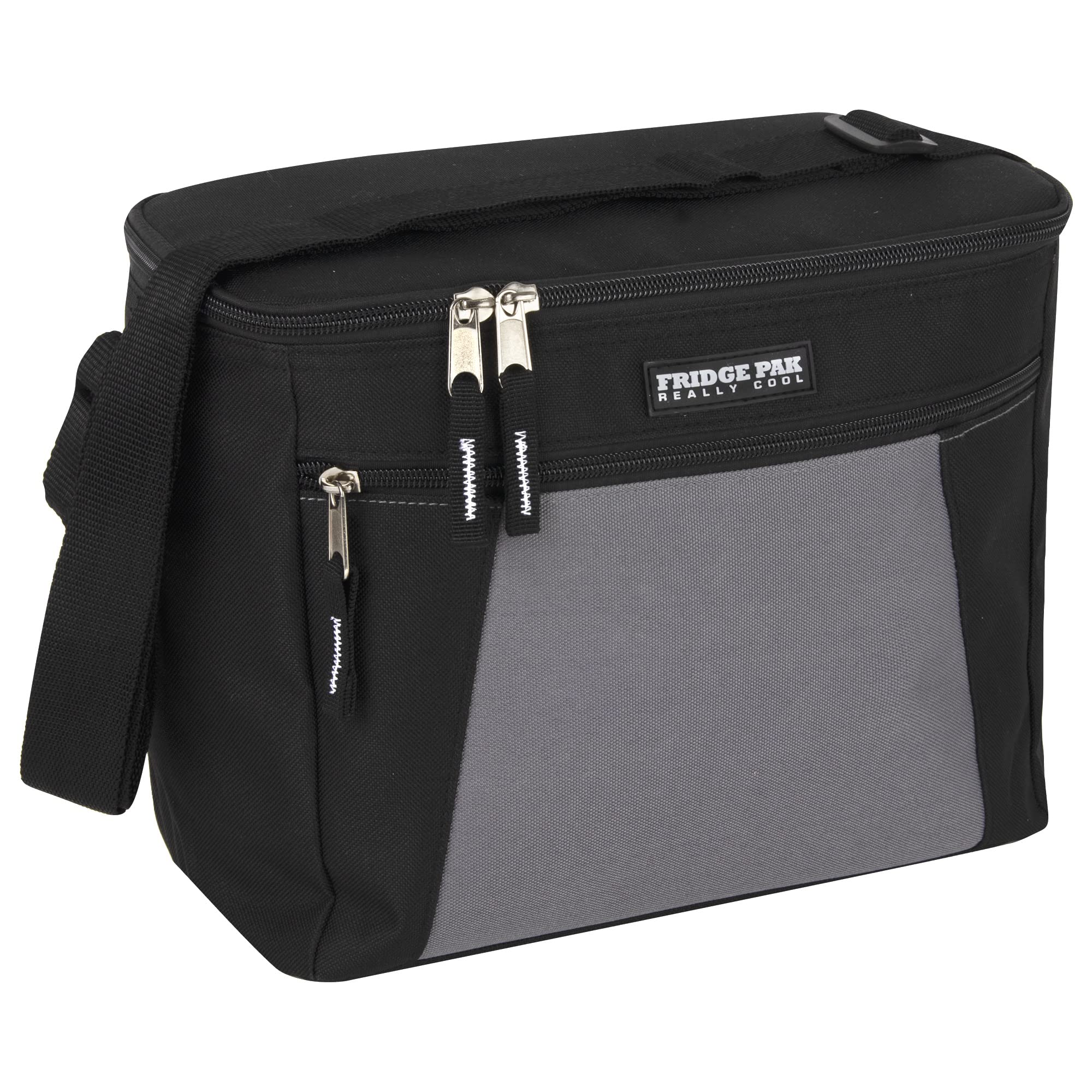 Fridge Pak Insulated Adult Lunch Box & 12 Can Large Capacity Can Cooler Bag (Black/Grey)