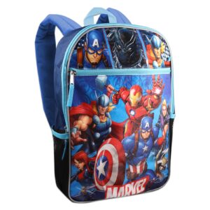 Marvel Avengers School Backpack Set ~ 8 Pc Bundle with 16" Avengers Superhero School Bag, Lunch Box, Water Bottle, Stickers, and More | Avengers School Supplies for Kids