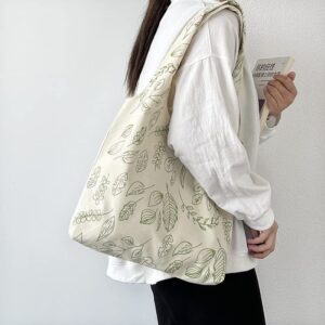 GRHOSE Minimalist Bouquet Cute Tote Bags Aesthetic Flower Canvas Reusable Grocery Bag Floral Canvas Tote Bag for Women