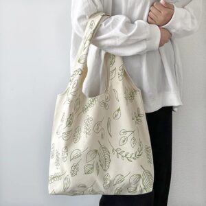 GRHOSE Minimalist Bouquet Cute Tote Bags Aesthetic Flower Canvas Reusable Grocery Bag Floral Canvas Tote Bag for Women