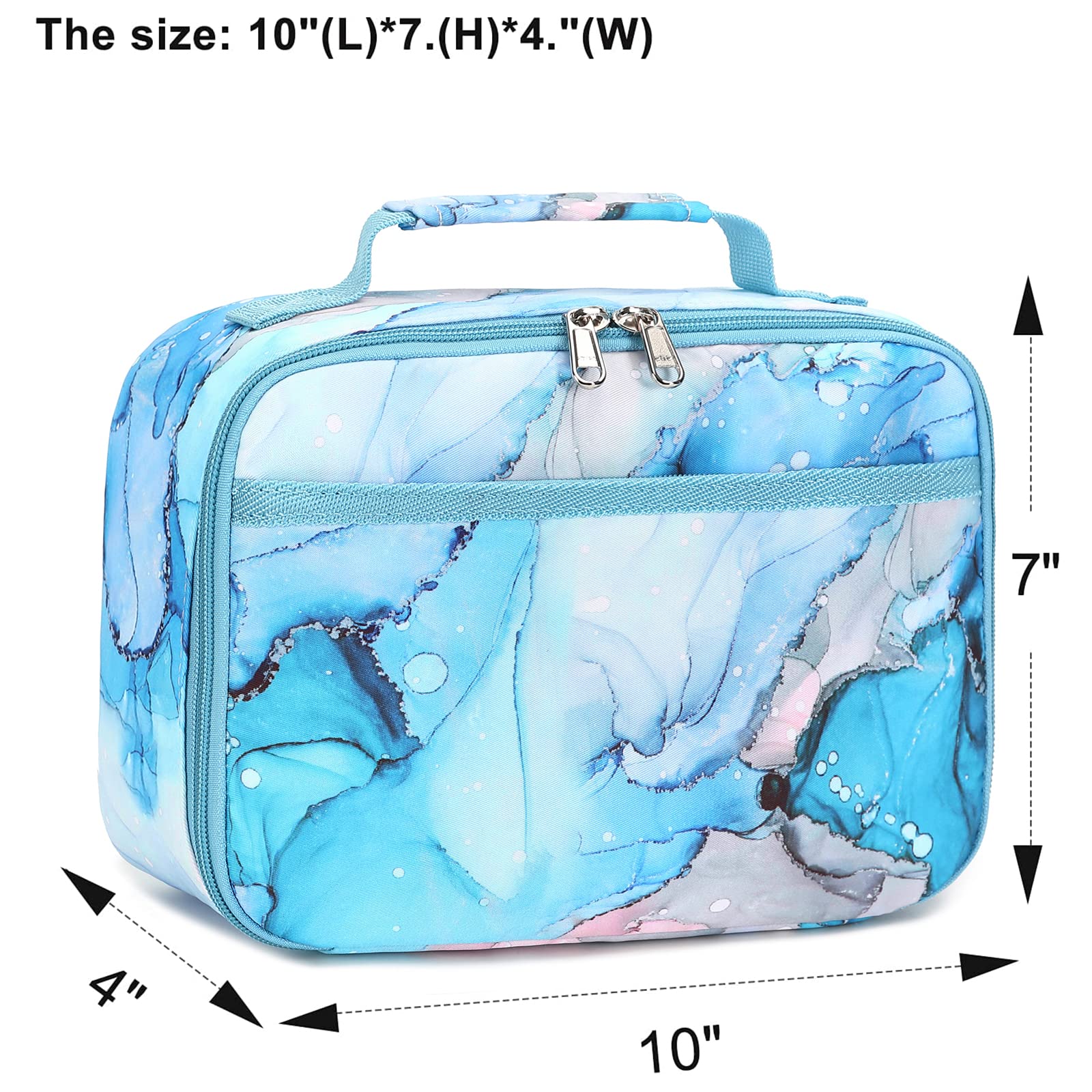 LEDAOU Lunch Box Kids Boys Girls Cute Insulated Lunch Box Reusable Lunch Bag Meals Tote Lunchbox for School Picnic Travel (W-Marble 52)