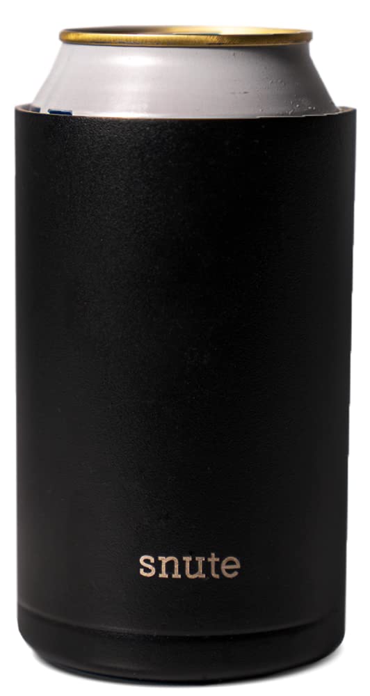 Snute Standard Can Cooler for Beer, Soda, Sparkling Water | Vacuum Insulated Stainless Steel Drink Sleeve Holder for 12oz Regular Cans (Black)