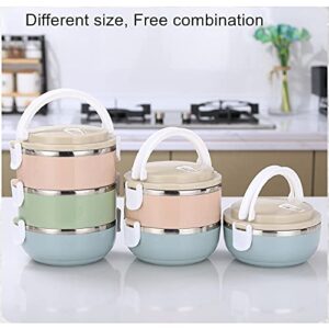 Bento Stackable Lunch Box Stainless Steel Thermal Compartment Multi-layered Leakproof Lunch Containers Insulated Bento Box, Thermal Compartment Lunch/Snack Box 3 tier Green