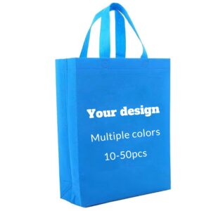 cihomia 10-50pcs custom reusable heavy duty tote bag 9.8x3.9x13.7 inch personalized logo text beach shopping (50 pcs)