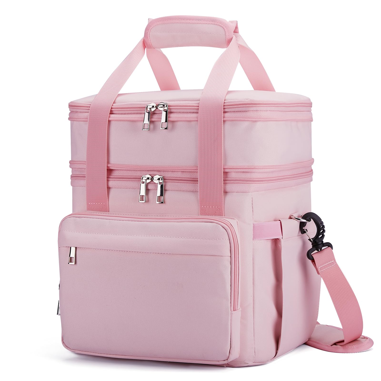 gelugee Lunch Bag Women,Double Deck Lunch Box for Men, Insulated Lunch Cooler Tote Bag, Waterproof Adult Lunchbox, 15L Large Pink Lunch Pail for Work Office Picnic