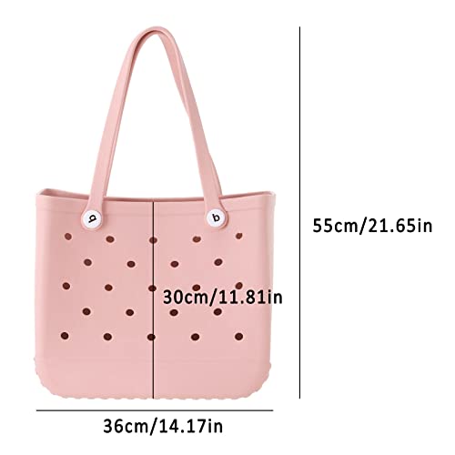 Rubber Beach Bag Tote Bags, Waterproof Washable EVA Portable Travel Bags Open Tote Bag Silicone Basket for Beach,Sport,Market, 15.6×12.2×5.1''