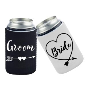 2 Funny Bride and Groom Can Coolers Gifts for Men And Women-12 OZ Collapsible Neoprene Can Beer Bottle Beverage Cooler Cover Insulator Holder Sleeve for Cola Beer Soda Wedding Gifts