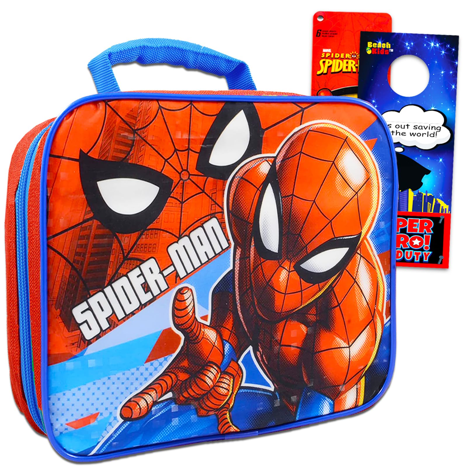 Marvel Spiderman Lunch Bag Set For Boys - Bundle with Superhero Insulated School Lunch Box With Spiderman Stickers And More