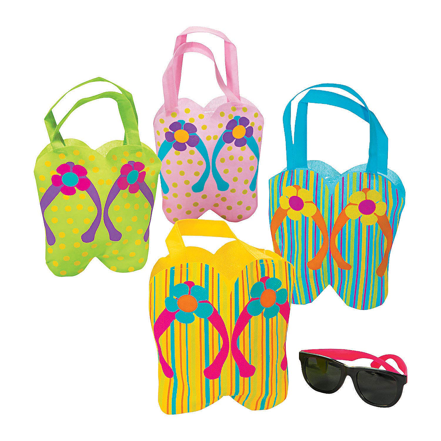 Fun Express Flip Flop Totes for Summer - Apparel Accessories - Totes - Novelty Totes - Summer - 12 Pieces