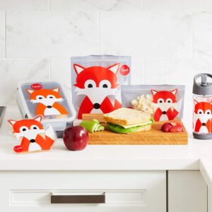 3 Sprouts Sandwich Bag – Reusable and Washable Lunch Storage Bag for Kids - 2 Pack, Fox