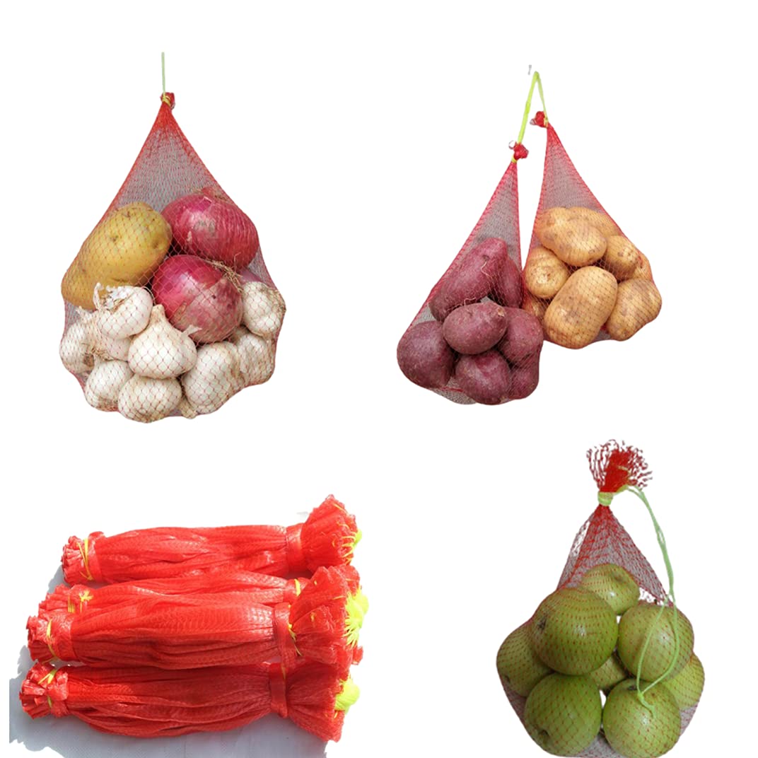 100 PCS Reusable Produce Drawstring Mesh Bag. Perfect 16 Inches Net Bag for Storage Fruits、 Vegetables、 Seafood and Other Agricultural Products. Upgrade to Eco Friendly Plastic Material .