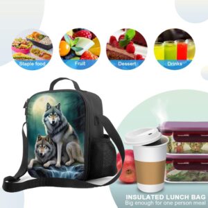 PrelerDIY Wolf Lunch Box - Insulated Lunch Box for Kids Funny 3D Design with Side Pocket & Shoulder Strap Lunch Bag Perfect for School/Camping/Hiking/Picnic/Beach/Travel