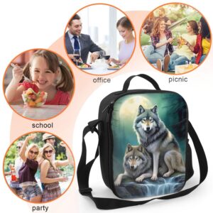 PrelerDIY Wolf Lunch Box - Insulated Lunch Box for Kids Funny 3D Design with Side Pocket & Shoulder Strap Lunch Bag Perfect for School/Camping/Hiking/Picnic/Beach/Travel