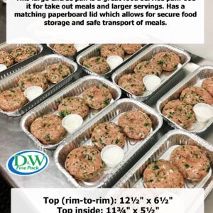 KitchenDance Disposable Aluminum 3 Lb Oblong Food Storage Pans with Board Lids - 48 Ounces Non-Stick Pans for Restaurants, Caterers - Baking Pan Perfect for Cooking, Preparing Food, 110L, 100 Count