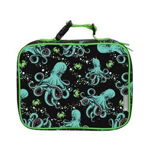 bentology boys octopus lunch box, durable insulated tote for bento boxes, fits 8"x10"x3"