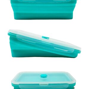 2 Set of 4 Collapsible Silicone Food Storage Container, Leftover Meal box For Kitchen, Bento Lunch Boxes, BPA Free, Microwave, Dishwasher and Freezer Safe. Foldable Design Saves Your Space.