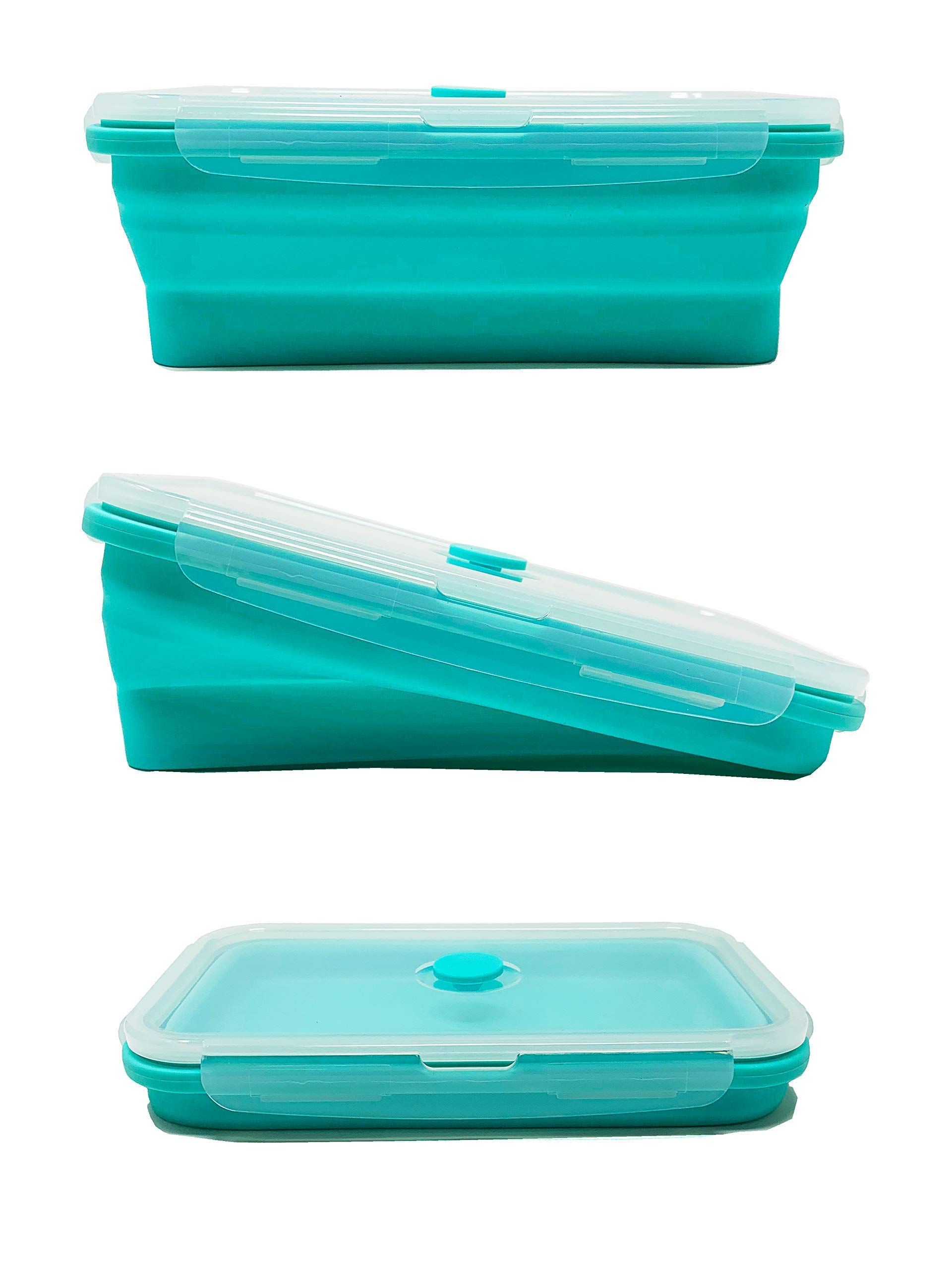 2 Set of 4 Collapsible Silicone Food Storage Container, Leftover Meal box For Kitchen, Bento Lunch Boxes, BPA Free, Microwave, Dishwasher and Freezer Safe. Foldable Design Saves Your Space.