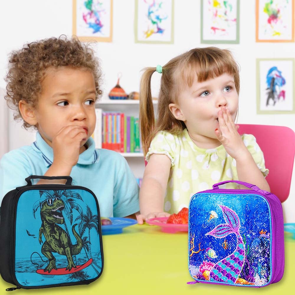 gxtvo Lunch Box for Boys, Dinosaur Insulated Bag, Dino Kids Portable Thermal Organizer