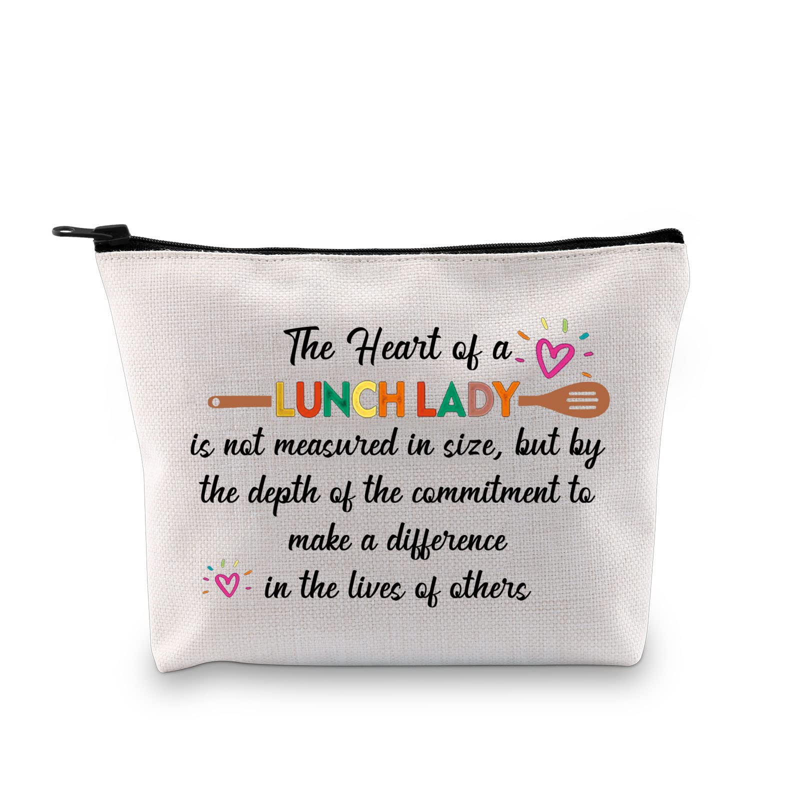 PXTIDY Lunch Lady Gifts Lunch Lady Appreciation Gift Makeup Bag The Heart of a Lunch Lady is Not Measured in Size Thank You Gift for Lunch Lady Cooker Cafeteria Worker