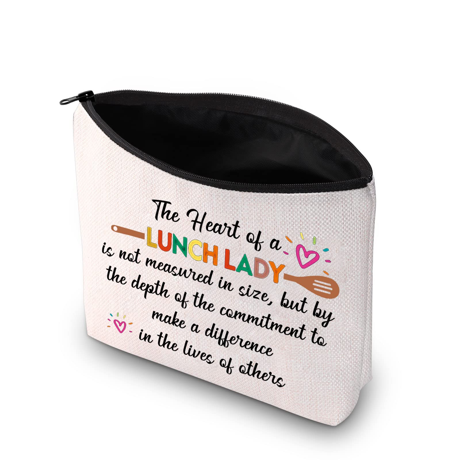 PXTIDY Lunch Lady Gifts Lunch Lady Appreciation Gift Makeup Bag The Heart of a Lunch Lady is Not Measured in Size Thank You Gift for Lunch Lady Cooker Cafeteria Worker