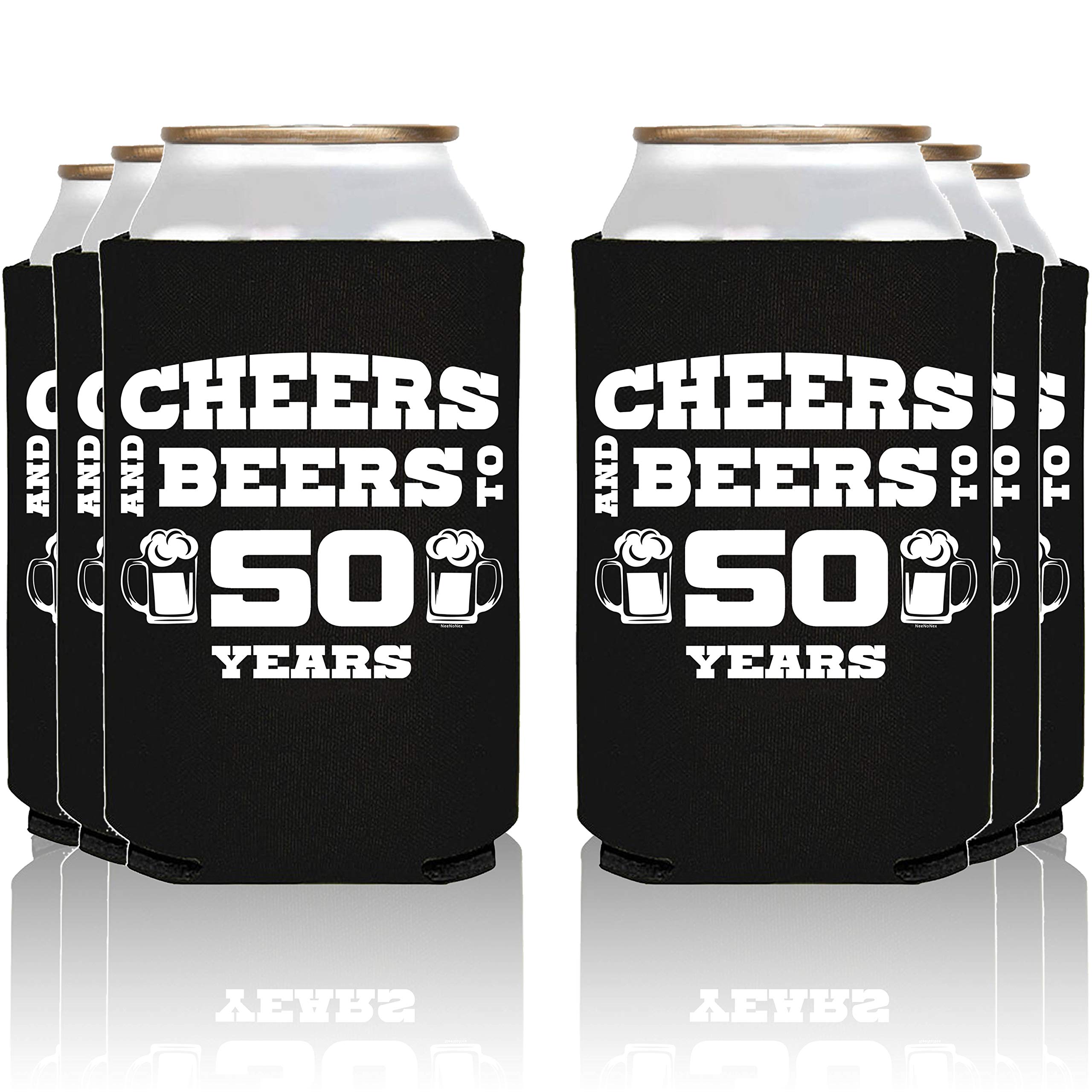 NeeNoNex Cheers And Beers To 50 Years Insulated Can Coolie Coolers (24, Blk, 50 Years)