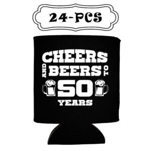 NeeNoNex Cheers And Beers To 50 Years Insulated Can Coolie Coolers (24, Blk, 50 Years)