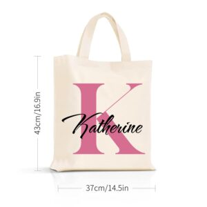 Easycosy Personalized Initial Tote Bag for Women Custom Canvas Bag Gift for Wedding Birthday Customized Shoulder Bag