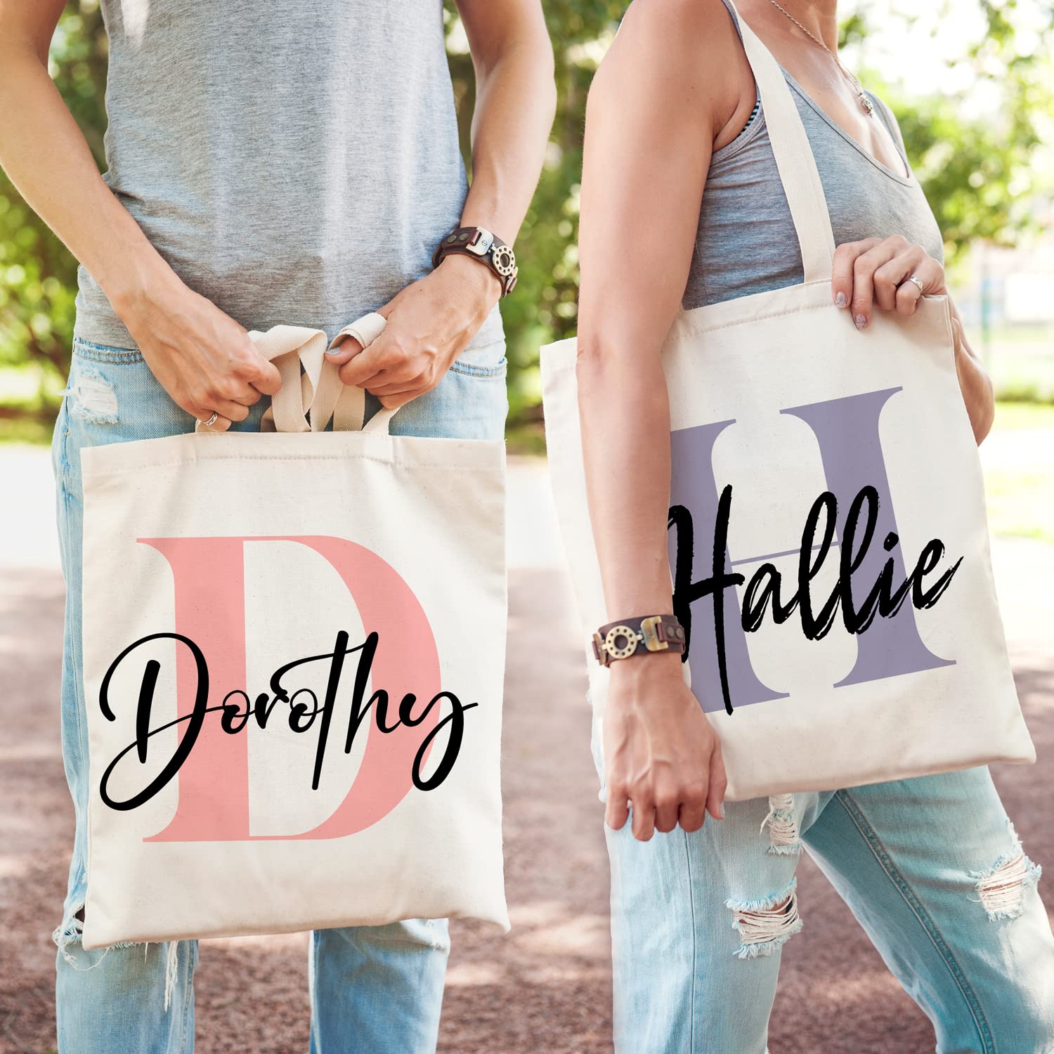 Easycosy Personalized Initial Tote Bag for Women Custom Canvas Bag Gift for Wedding Birthday Customized Shoulder Bag