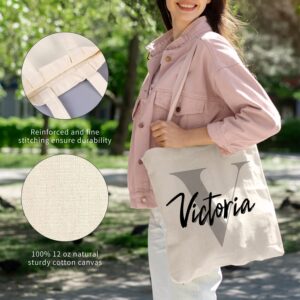 Easycosy Personalized Initial Tote Bag for Women Custom Canvas Bag Gift for Wedding Birthday Customized Shoulder Bag