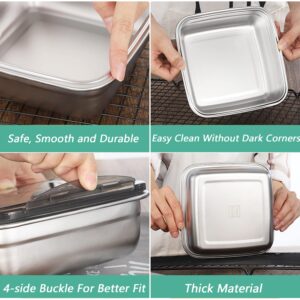 Stainless Steel Food Storage Container with Lids 3pcs set Leak-Proof Large Durable Bento salad container , Lunch Box, For Kimchi, Fruit and Salad -Home family, Picnic, Camping, Outdoor (Black Square)